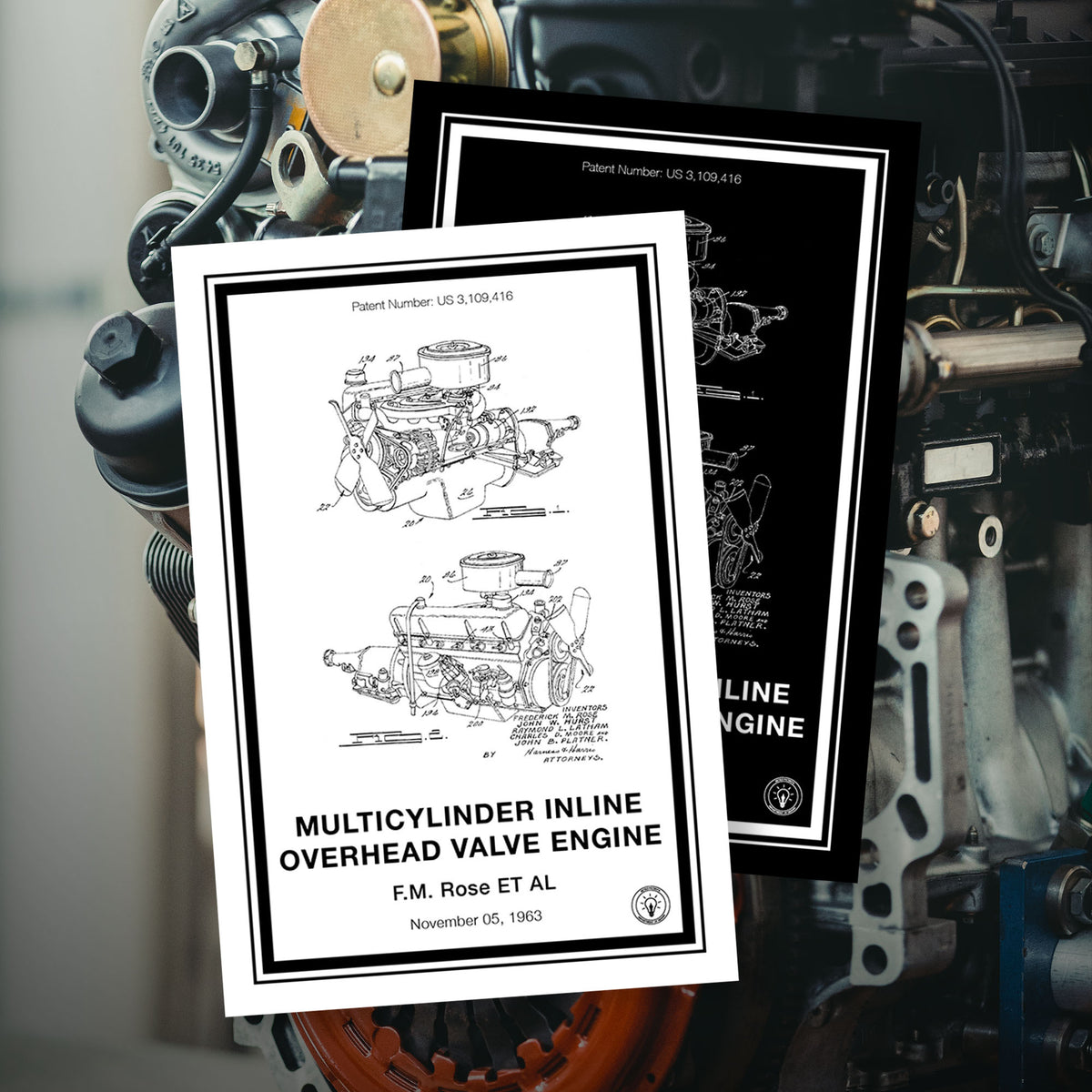 Multicylinder Inline Overhead Valve Engine Patent Print – Retro Patents
