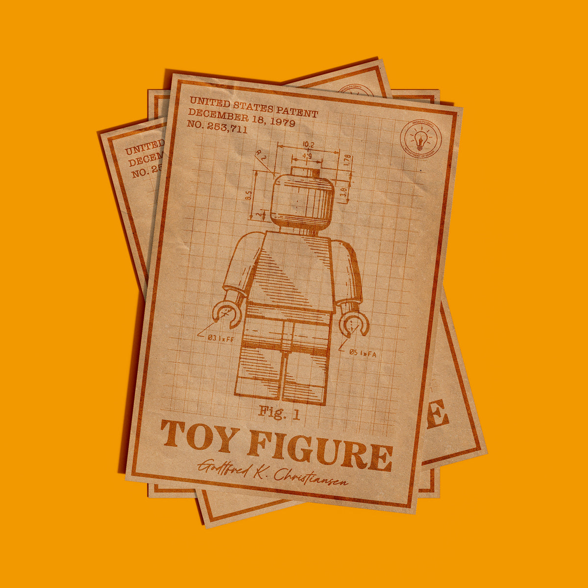Lego® Figure Vintage Patent Blue Print & Wall Art | Retro Patents